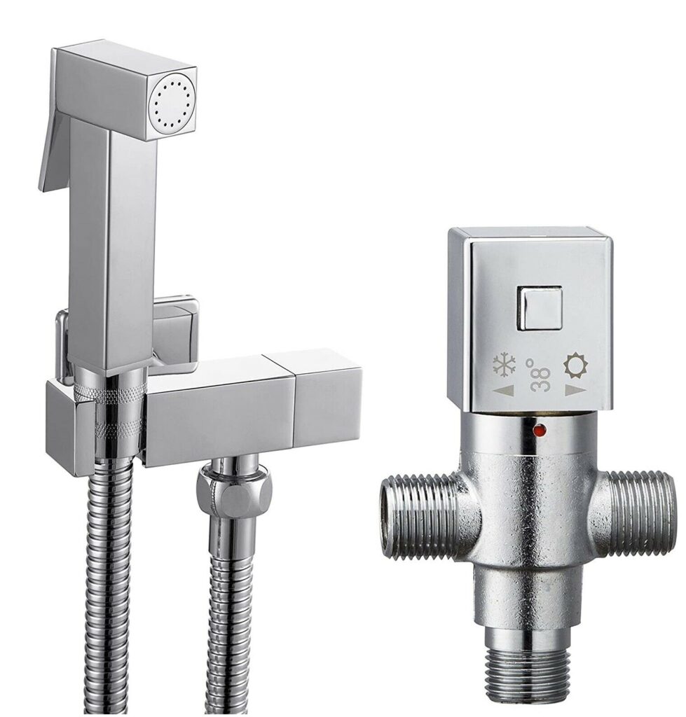 Square Chrome Muslim Thermostatic Shattaf Bidet Douche Set – UK Stock Sale